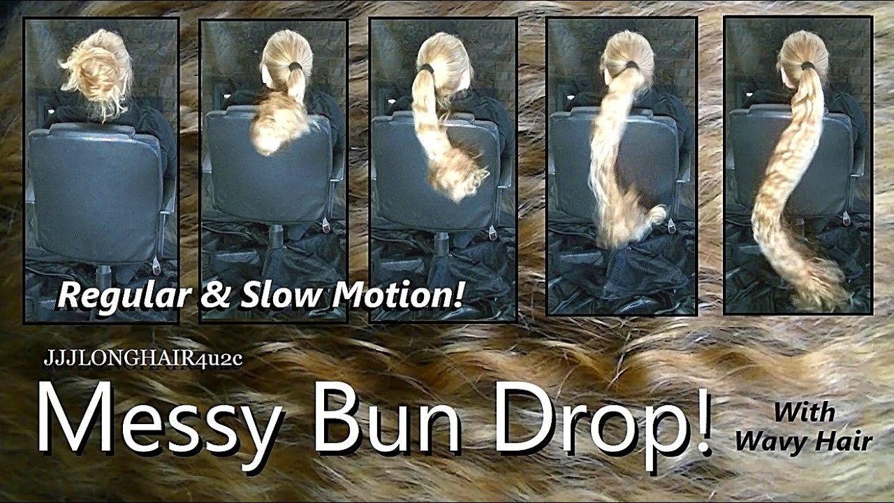 Messy Bun Drop Reg & Slow Motion 👉with long wavy hair! - YouTube
