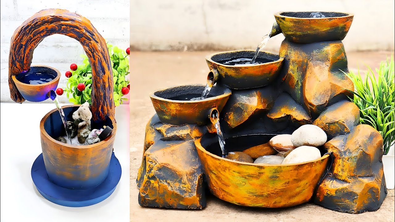 Cement Craft - DIY Amazing Top 2 Indoor Tabletop Waterfall Fountains ...
