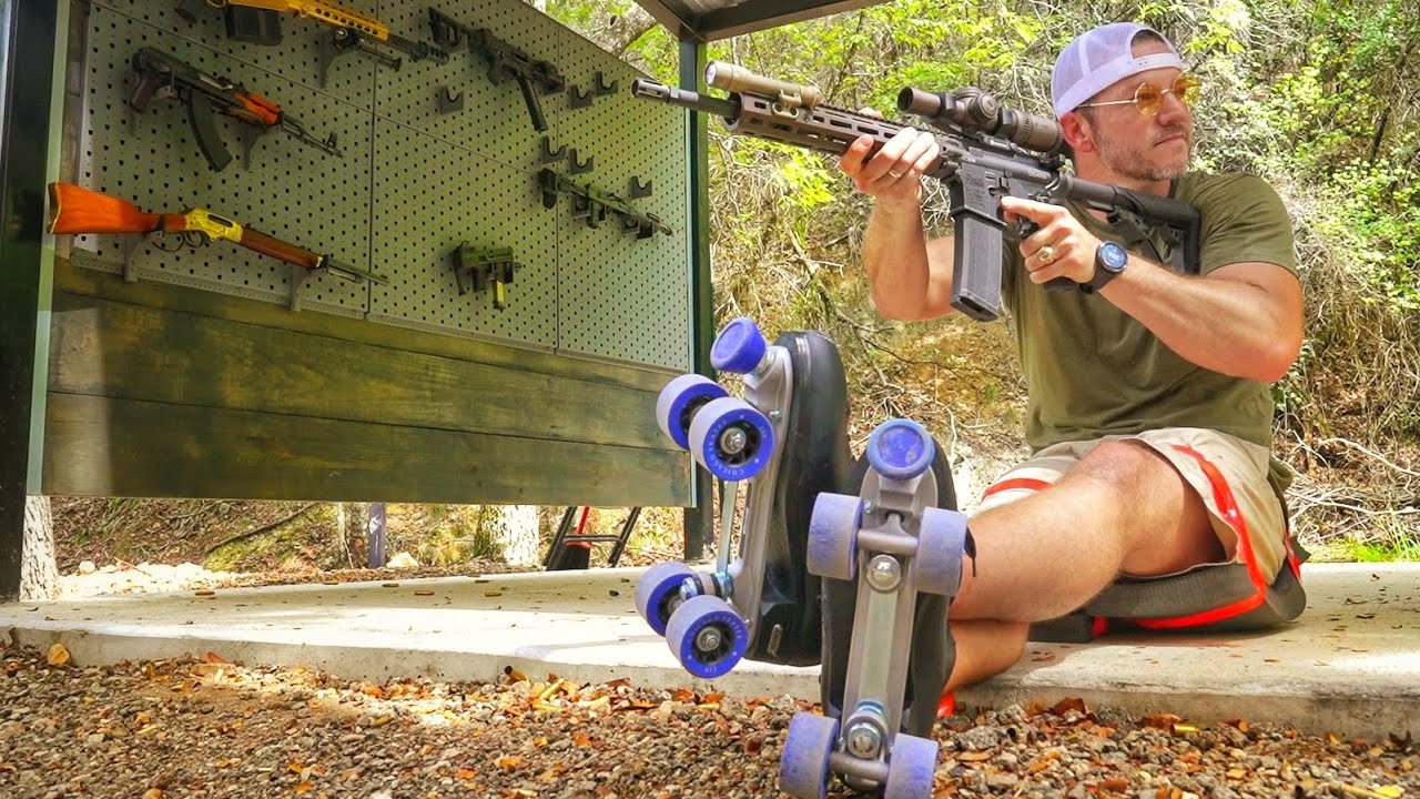 Machine Gun Recoil While On Roller Skates… - YouTube