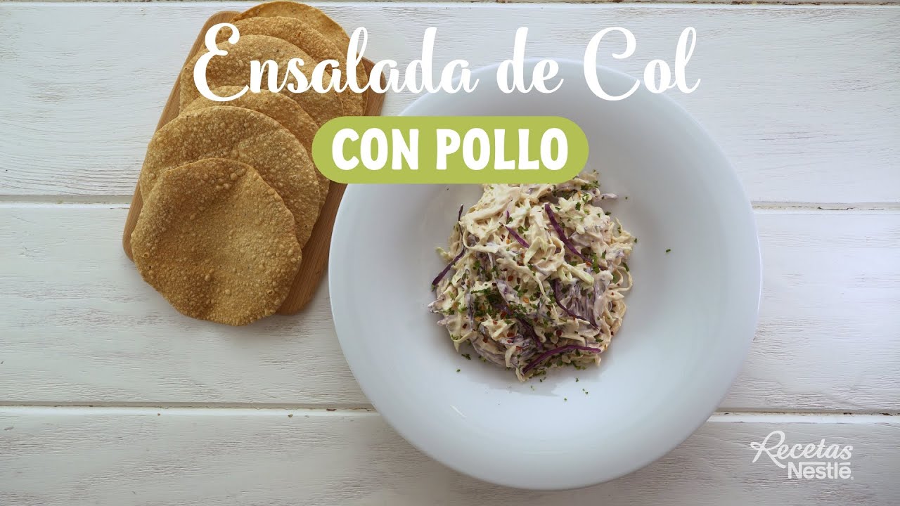 Ensalada de col con pollo - YouTube
