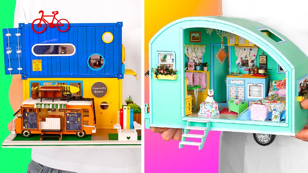 Assembling Mini Toy Trailers || Adorable Dollhouse Kits For Summer ...