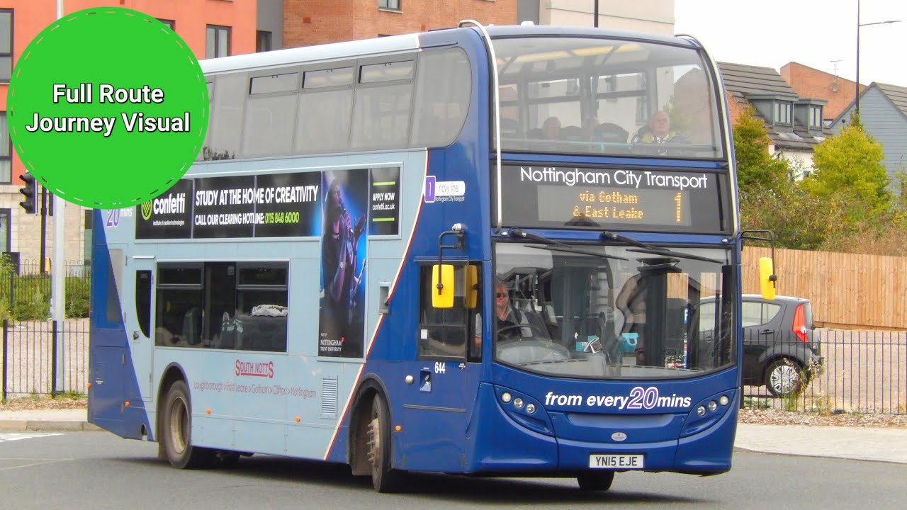 NCT Navy Line 1 Full Route Journey Visual- Nottingham to Loughborough ...