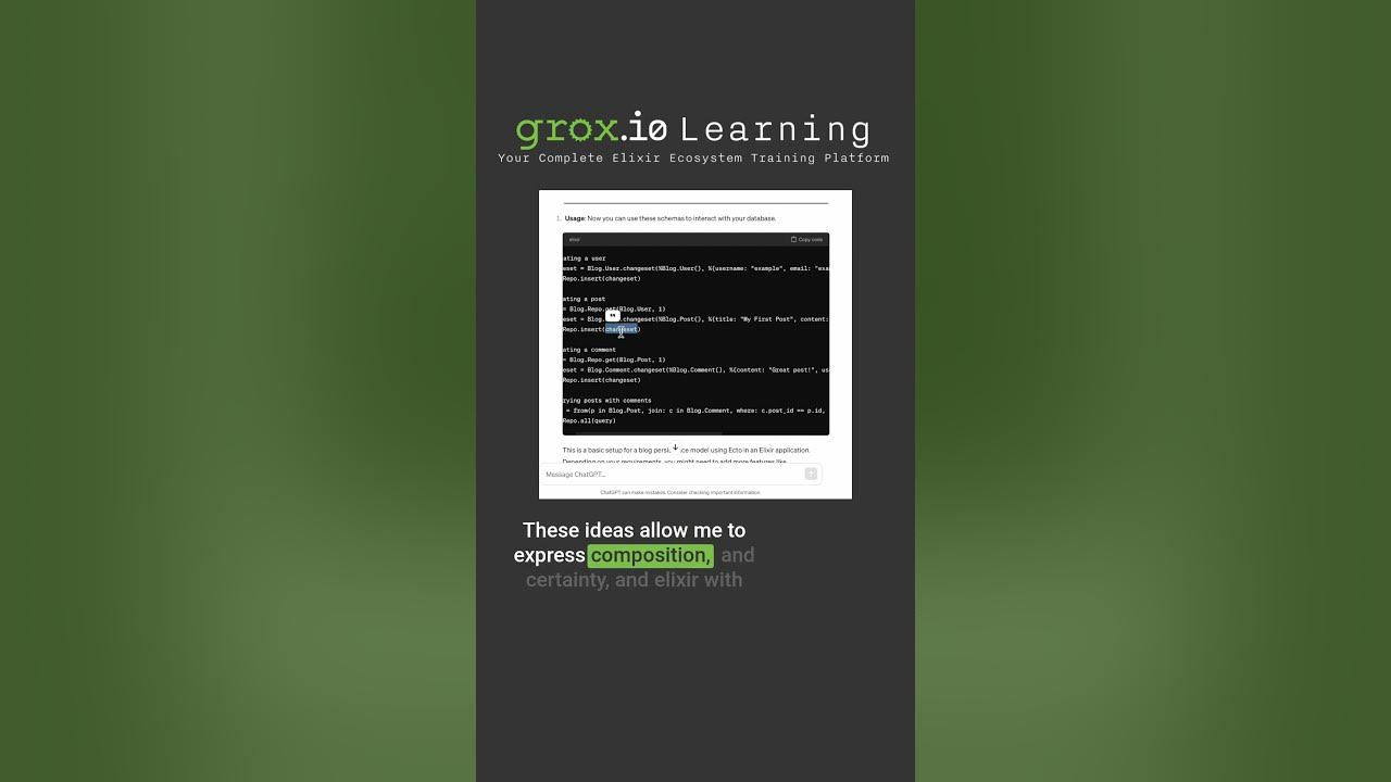 Database Programming - Repo [Grokin'] Learn Elixir w/ Bruce Tate #elixir #shorts - YouTube