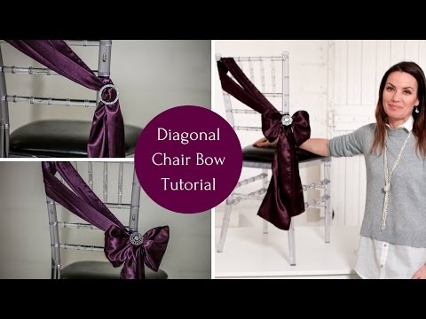 Wedding Chair Sashes, A Diagonal Chair Bow with Bling!