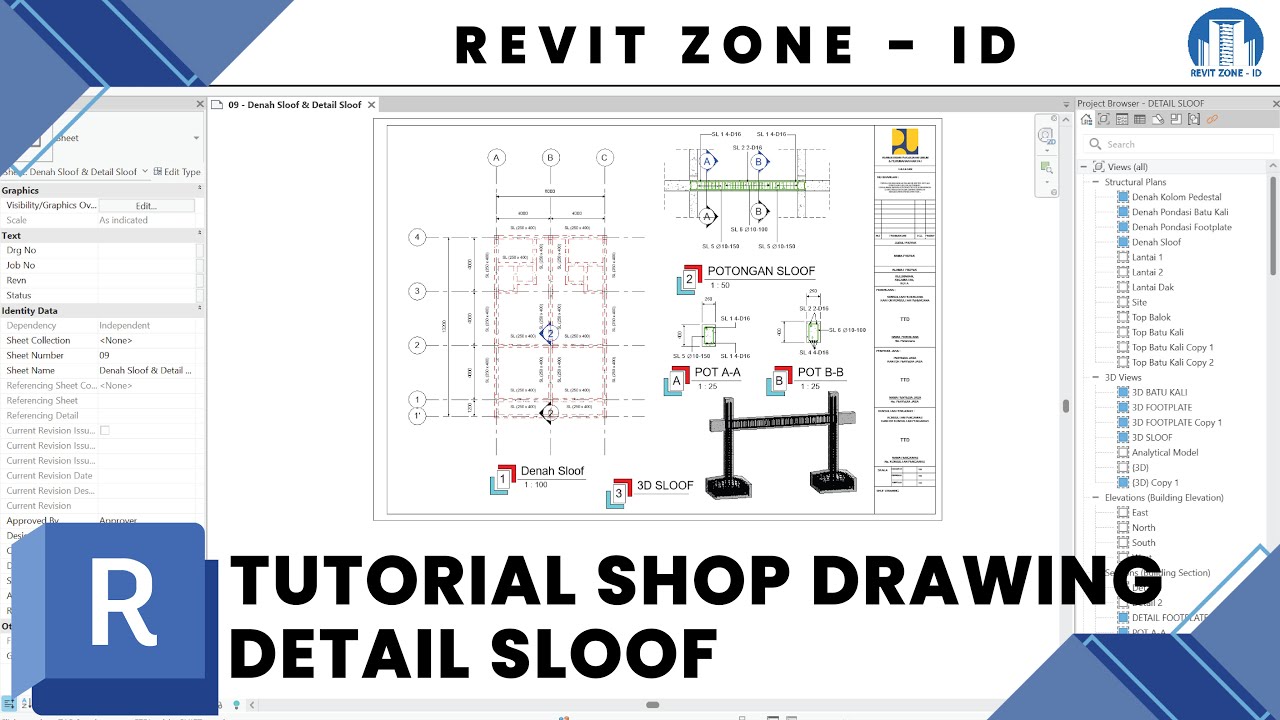 TUTORIAL SHOP DRAWING (LOD 350) DETAIL SLOOF | STUDI CASE RUMAH 2 ...