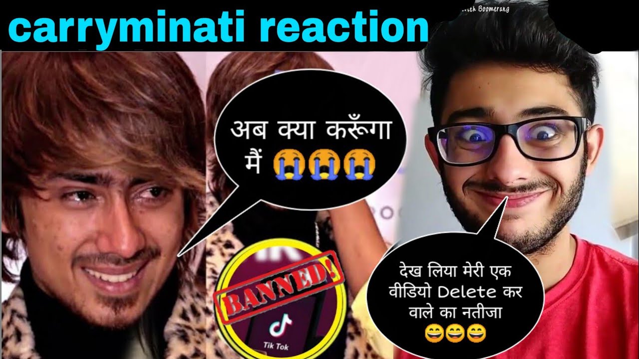 Carryminati reaction after Tik Tok banned 😂😂😂 !! # carryminati ...