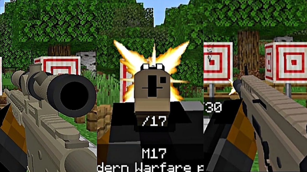 Best 3D GUNS Addon Testing on MINECRAFT PE / DOWNLOAD - YouTube