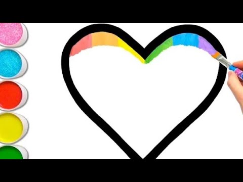 Heart drawing for kids, Heart rainbow drawing,Easy Heart shape drawing ...