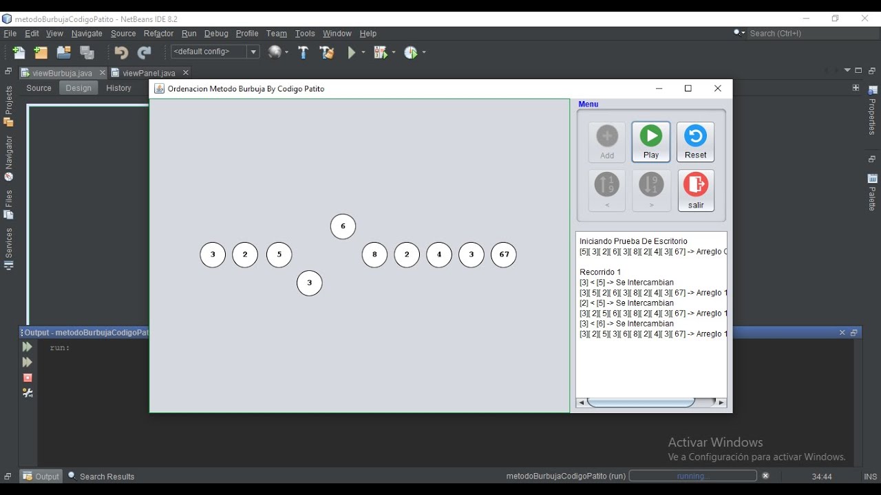 Metodo Burbuja Grafico Java NetBeans - YouTube