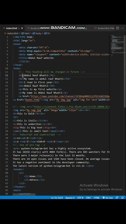 Html in VS code || Vs code tricks || shortcuts of VS code || - YouTube