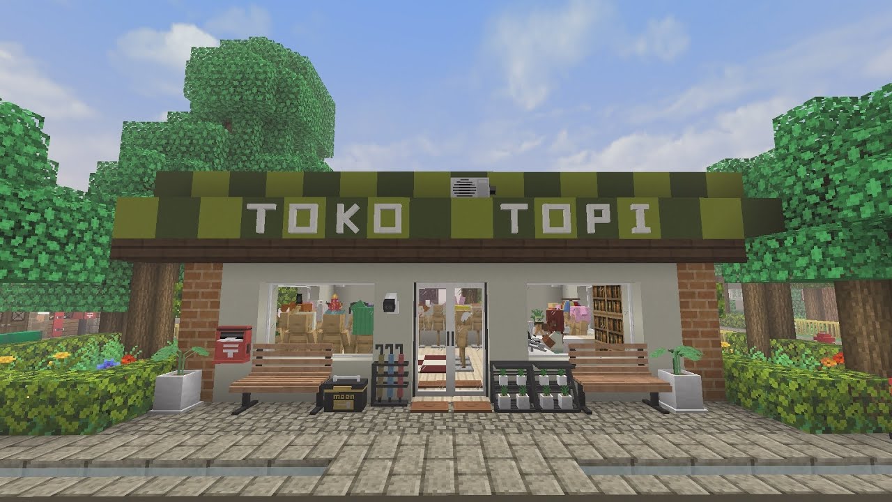 tutorial membuat toko topi aesthetic di minecraft 👧🏻👒🧢‼️ - YouTube