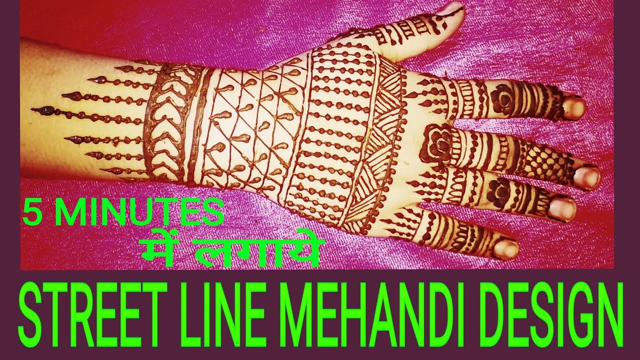 latest line & check mehndi design. STREET LINE mehndi design|BY NAAZ ...