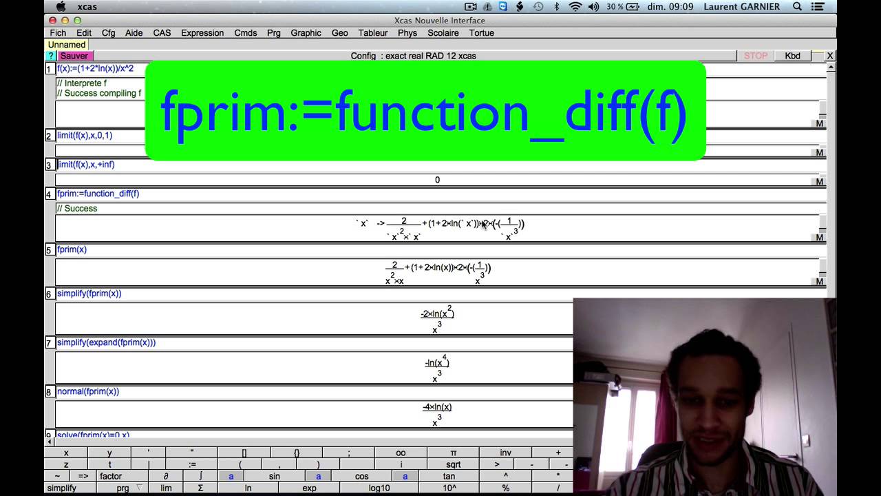 Etude de fonction avec Xcas et Geogebra - YouTube