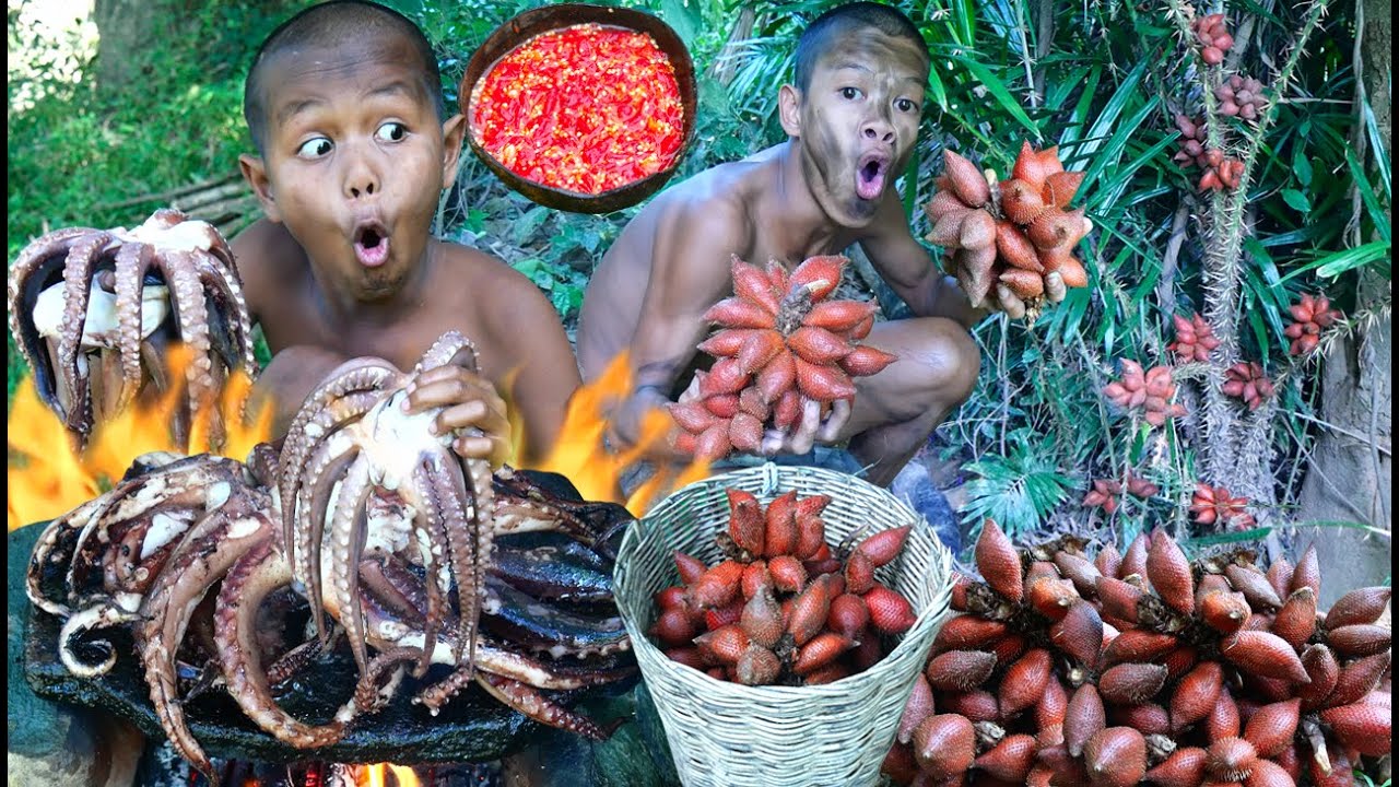 Primitive Technology - Meet Rich Fruit Cooking Hand Octopus For Diner ...