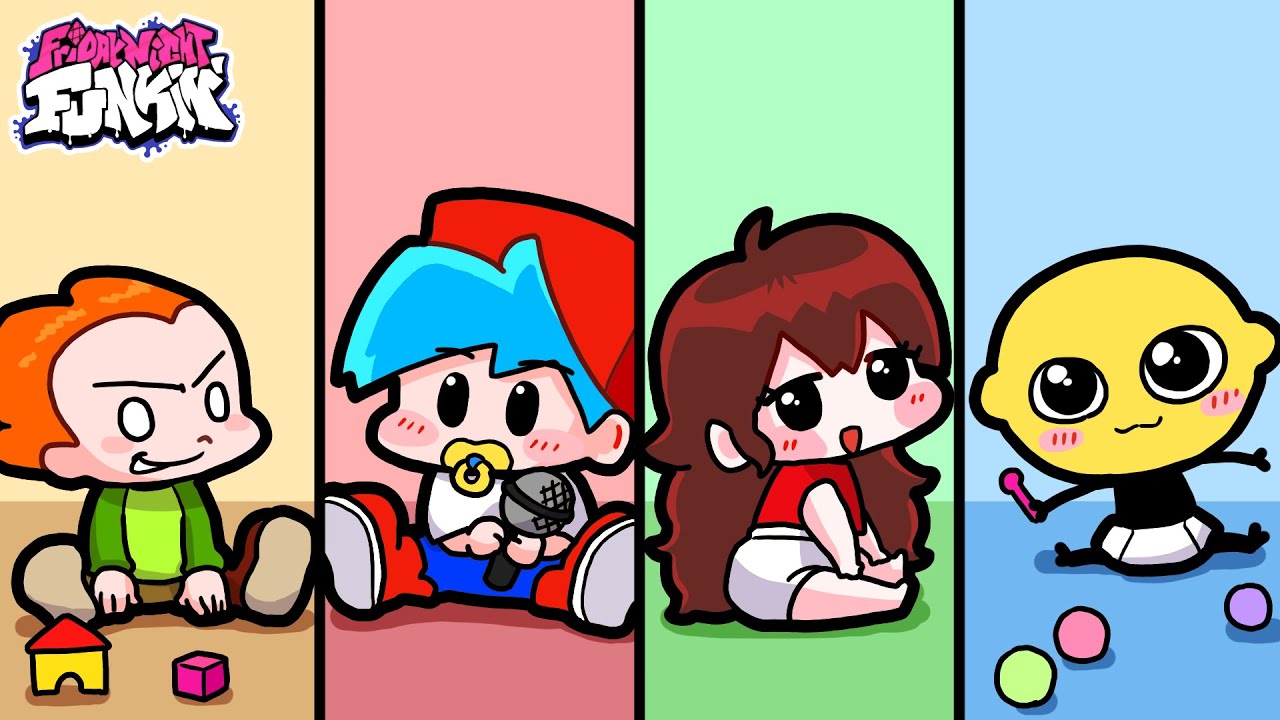 FNF kindergarten! baby bf?! 귀여운 프나펑 유치원에서 생긴 일 [사르벤테 선생님의 하루] - YouTube