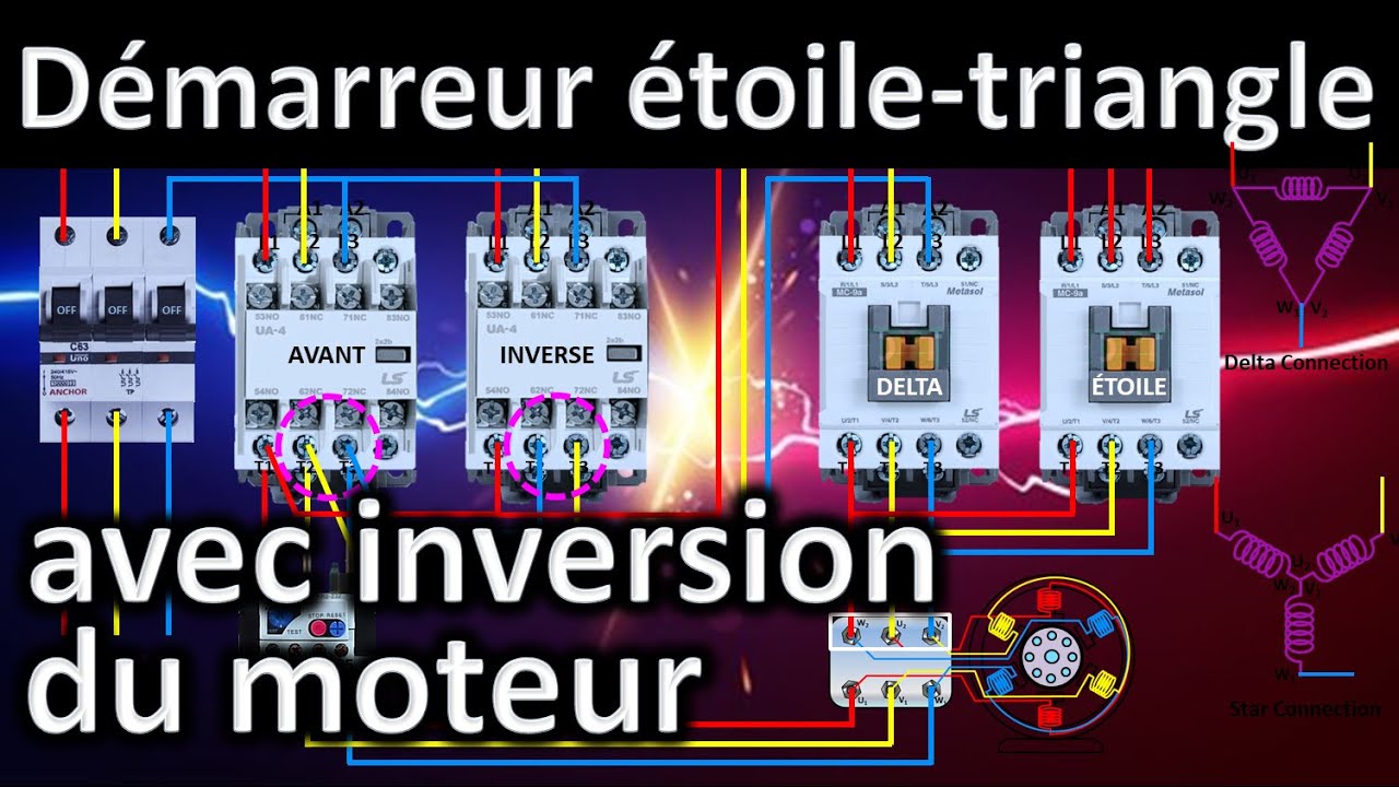 Démarreur étoile-triangle avec option d'inversion du moteur - YouTube
