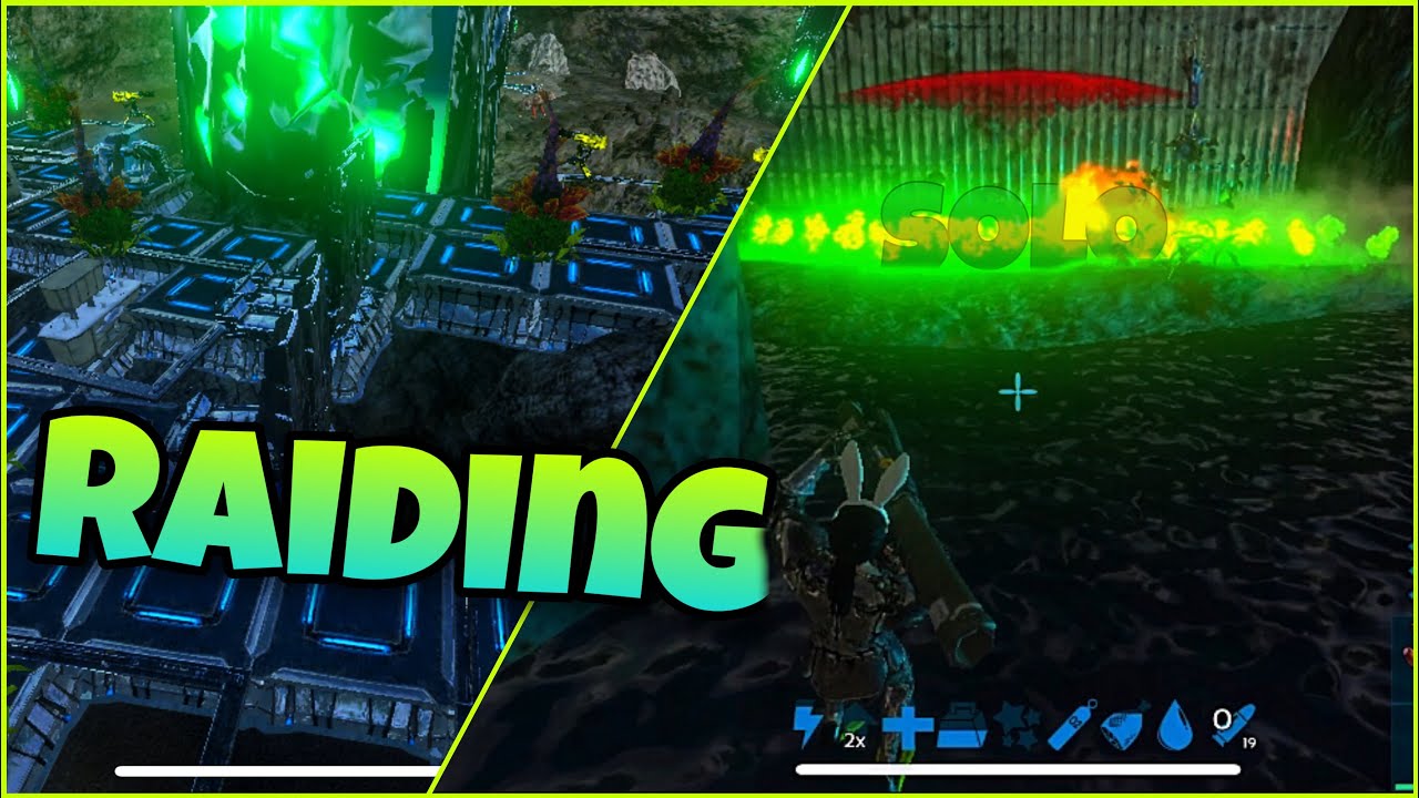 Ark Mobile PvP - Raiding Cheater Mesh Basen [Fresh Start Solo] - YouTube