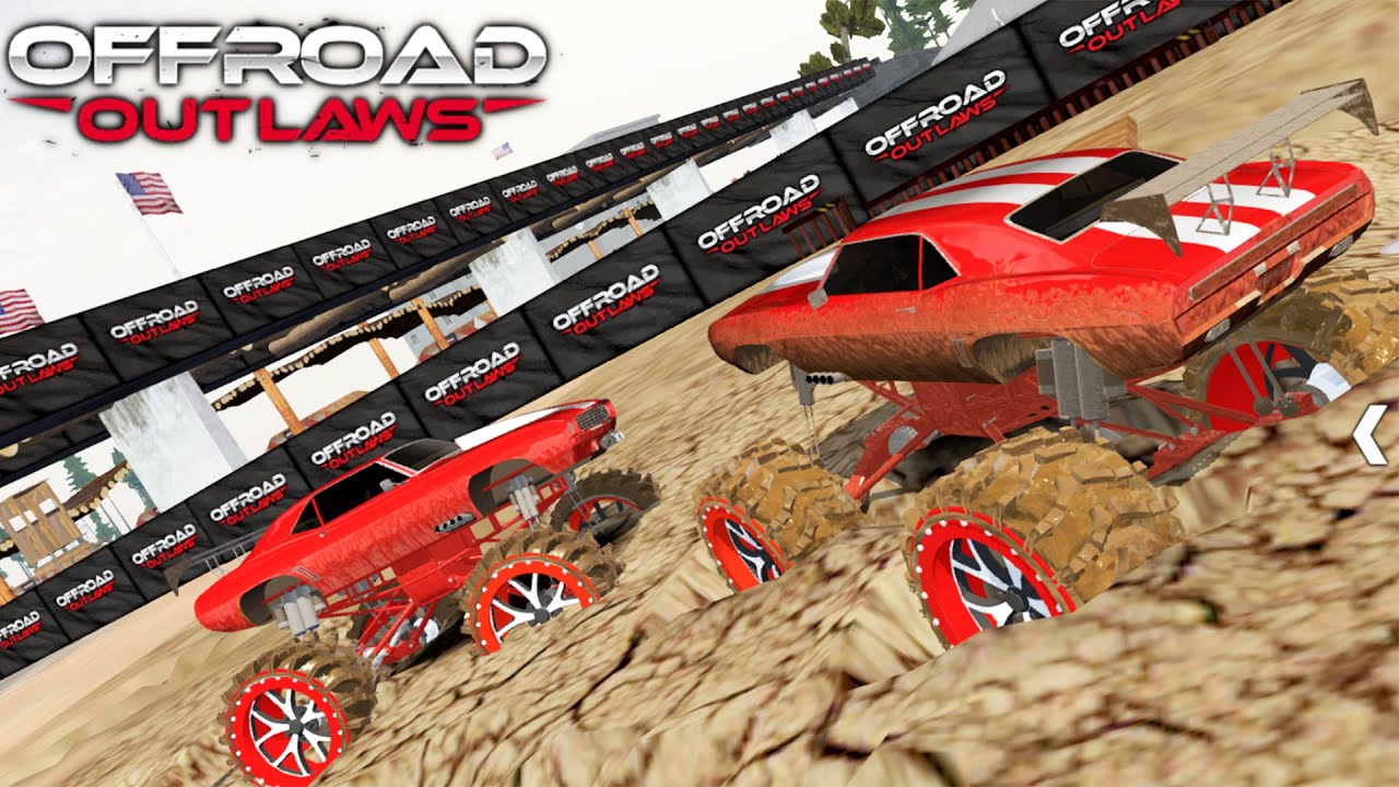 Offroad Outlaws Multiplayer - Red Monster Truck Mustang Driving ...