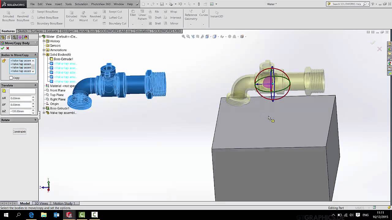 SolidWorks - Fill tap with Water - YouTube