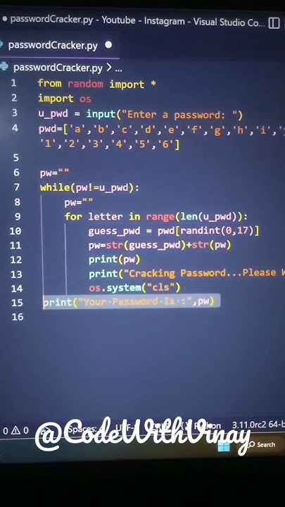 Password 🔑 Cracker Using Python #python #pythontutorial - YouTube