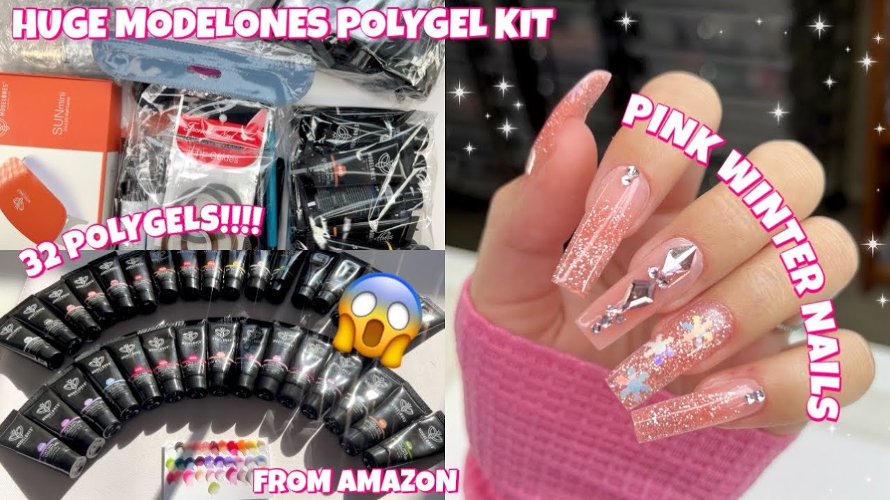 TRYING A HUGE MODELONES POLYGEL NAIL STARTER KIT FROM AMAZON | 130 ...