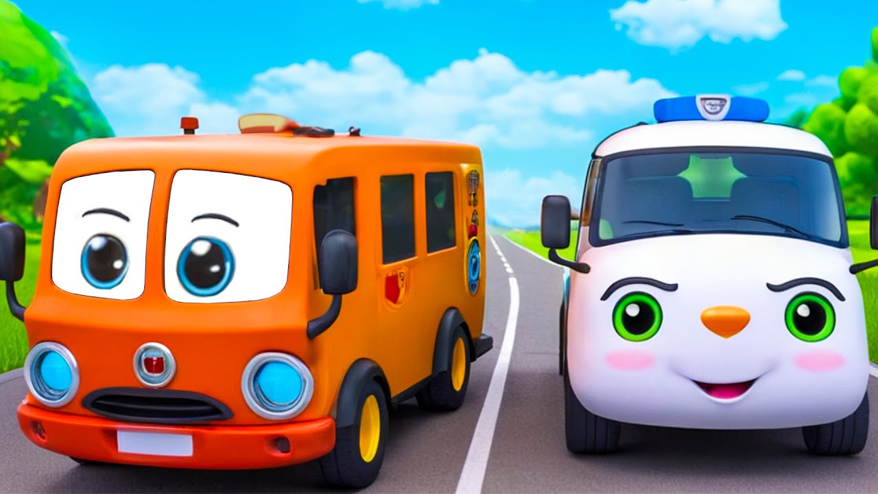🔵 Wheels On The Bus 2 🔴| Colorful Bus 🟡 | Five Little Bus | Nursery ...