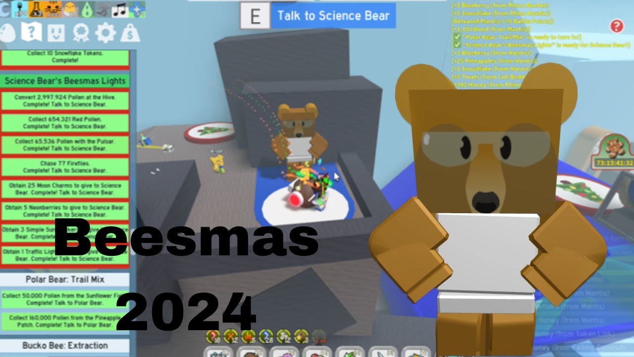 Turning in Beesmas 2024 science bear quest - Bee Swarm simulator - YouTube