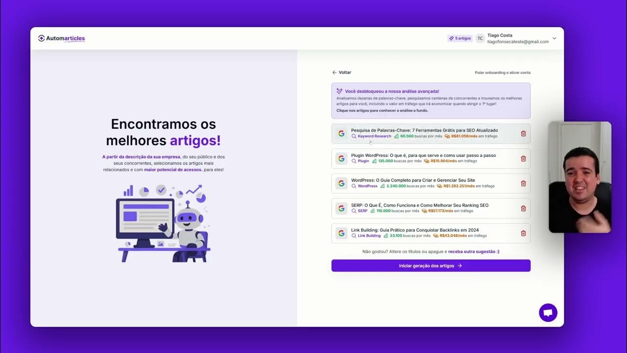 Criando um blog automático do zero em 5 minutos com a Automarticles - YouTube