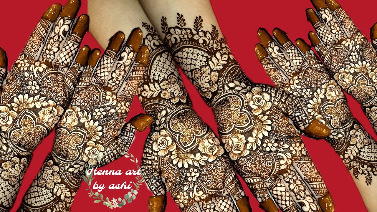 New Simple Bridal Mehndi Design 2024।Easy Full Hand Mehandi Design ...