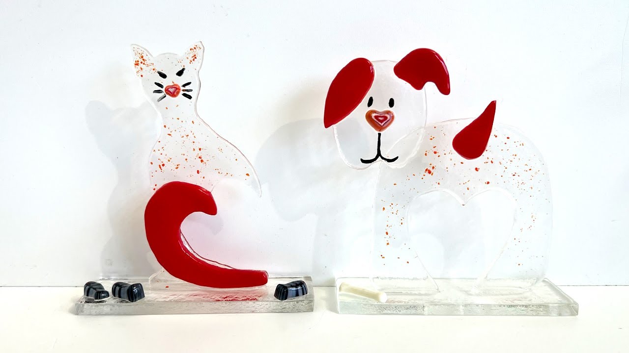 Fused Glass Cat and Dog Love - YouTube