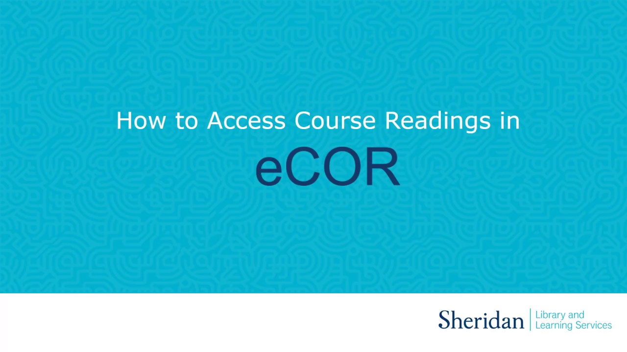 Access Readings in eCOR - YouTube