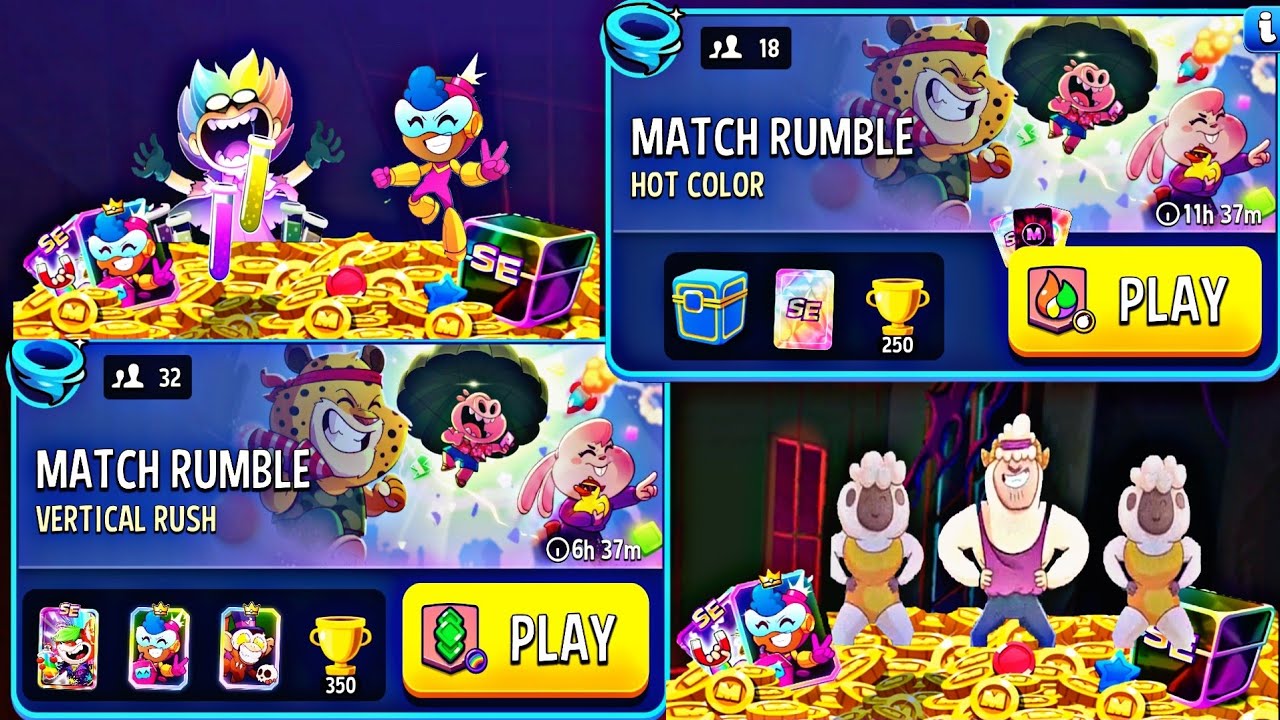 hot color bombs away rumble match | vertical rush rainbow rumble match ...