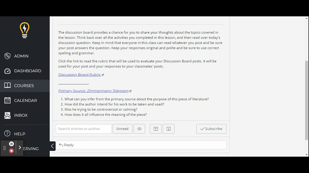 Topic: Discussion Board: The Great War - Lesson 07 - YouTube