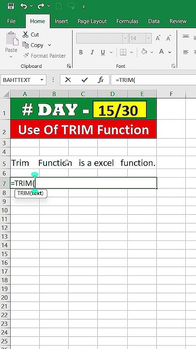 How to use TRIM Function in Excel | Excel Tricks #excel - YouTube