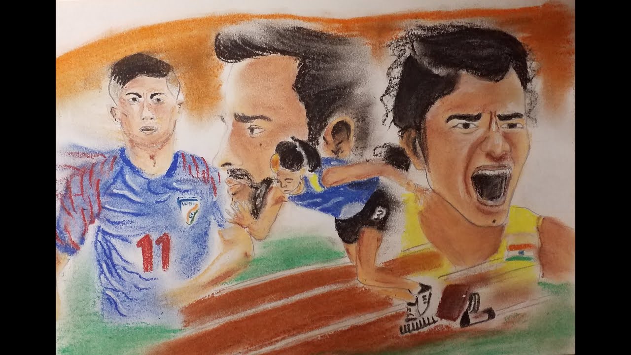 THE HEROES OF INDIA| DRAWING MS DHONI, PV SINDHU, SUNIL CHHETRI AND ...