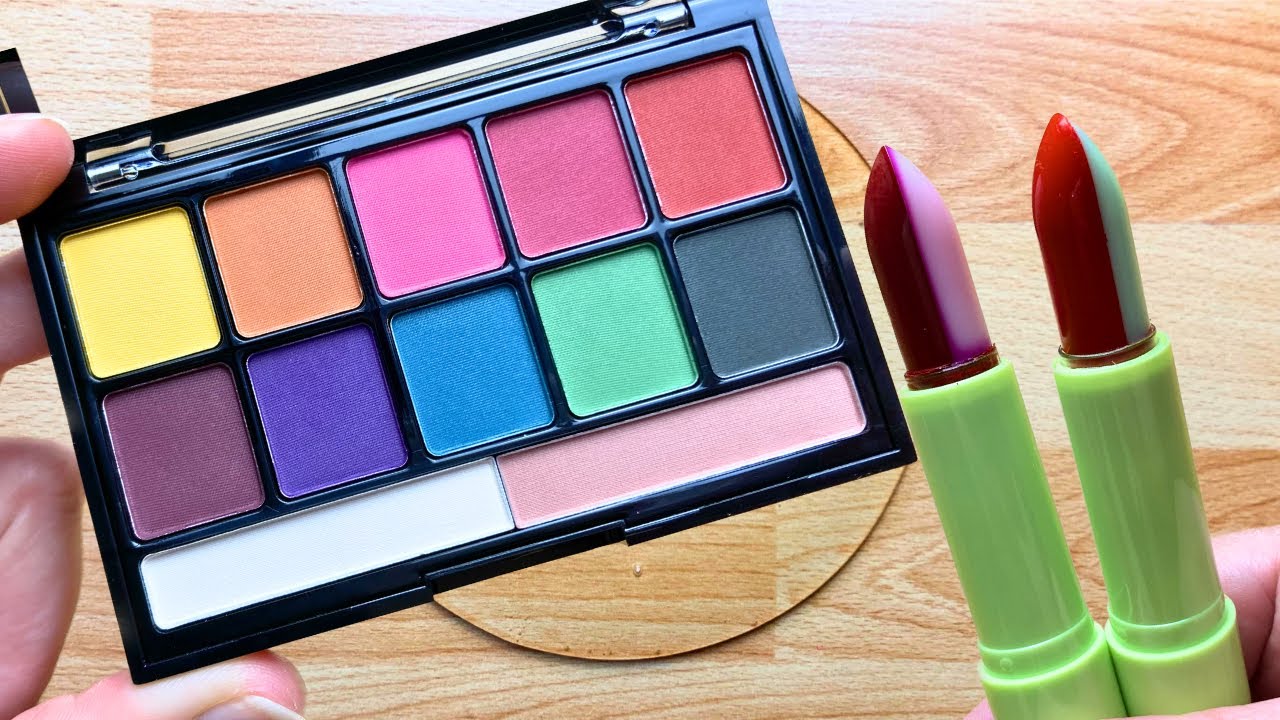 Makeup Slime Coloring! Lipstick and Eyeshadow Slime Mixing! ASMR into ...