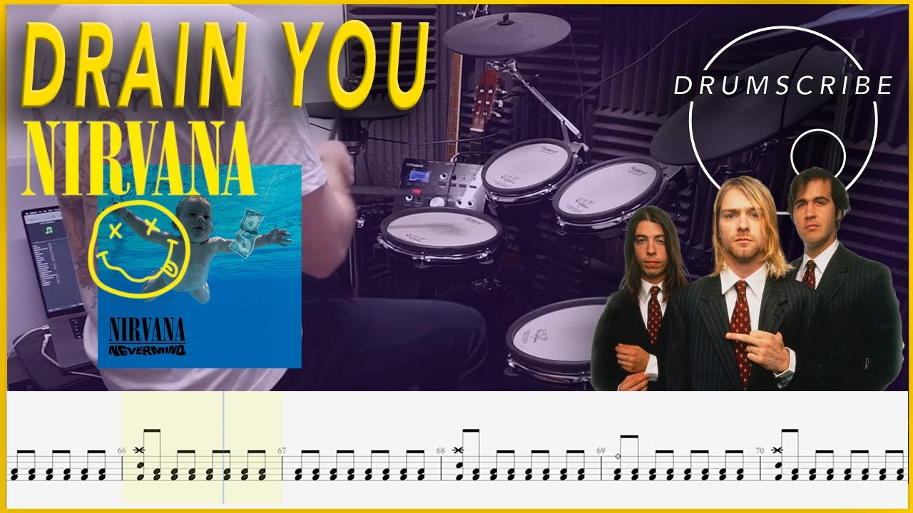 Drain You - Nirvana | Drum Sheet Music Play-Along | DRUMSCRIBE - YouTube