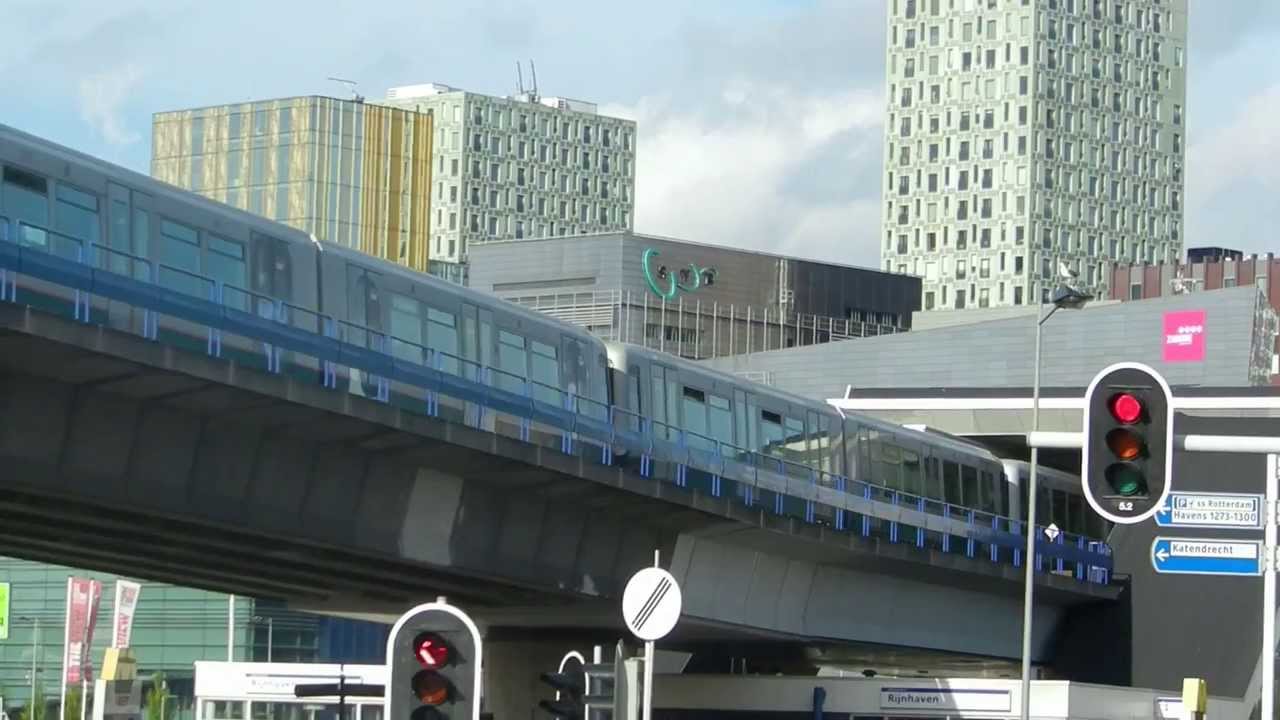 RET metro MG2/1 vierwagentreinen metroviaduct Maashaven Rotterdam - YouTube
