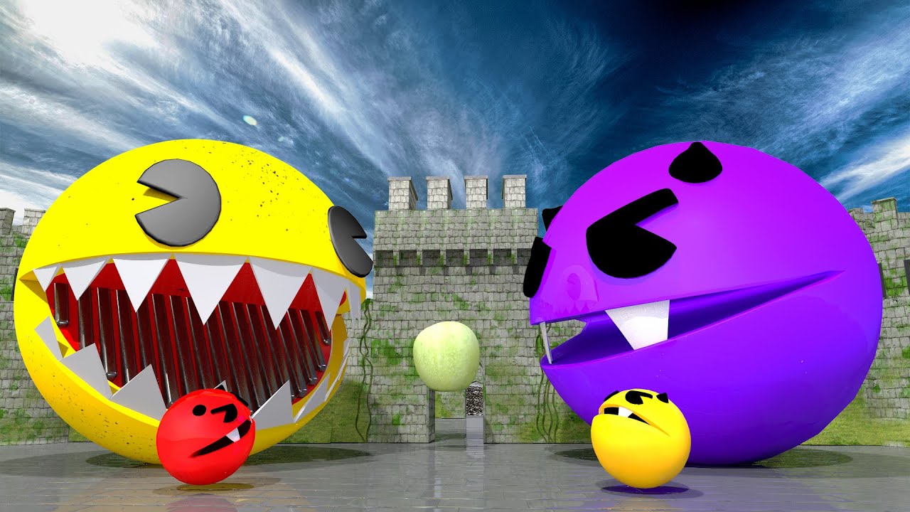Pacman vs Pacman Monsters and Two-Legged Chainsaw Robot Monsters - YouTube