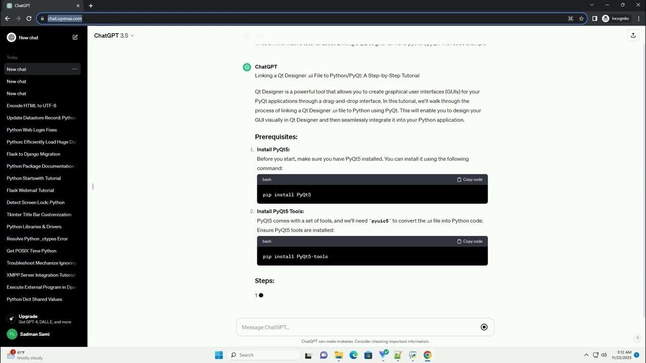 Linking A Qtdesigner Ui File To Python Pyqt Youtube