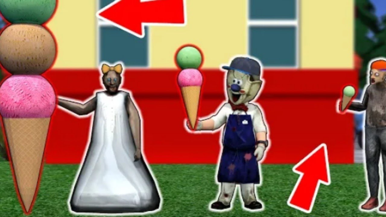 Granny vs Grandpa vs Scary teacher vs Ice-scream contest funny horror ...