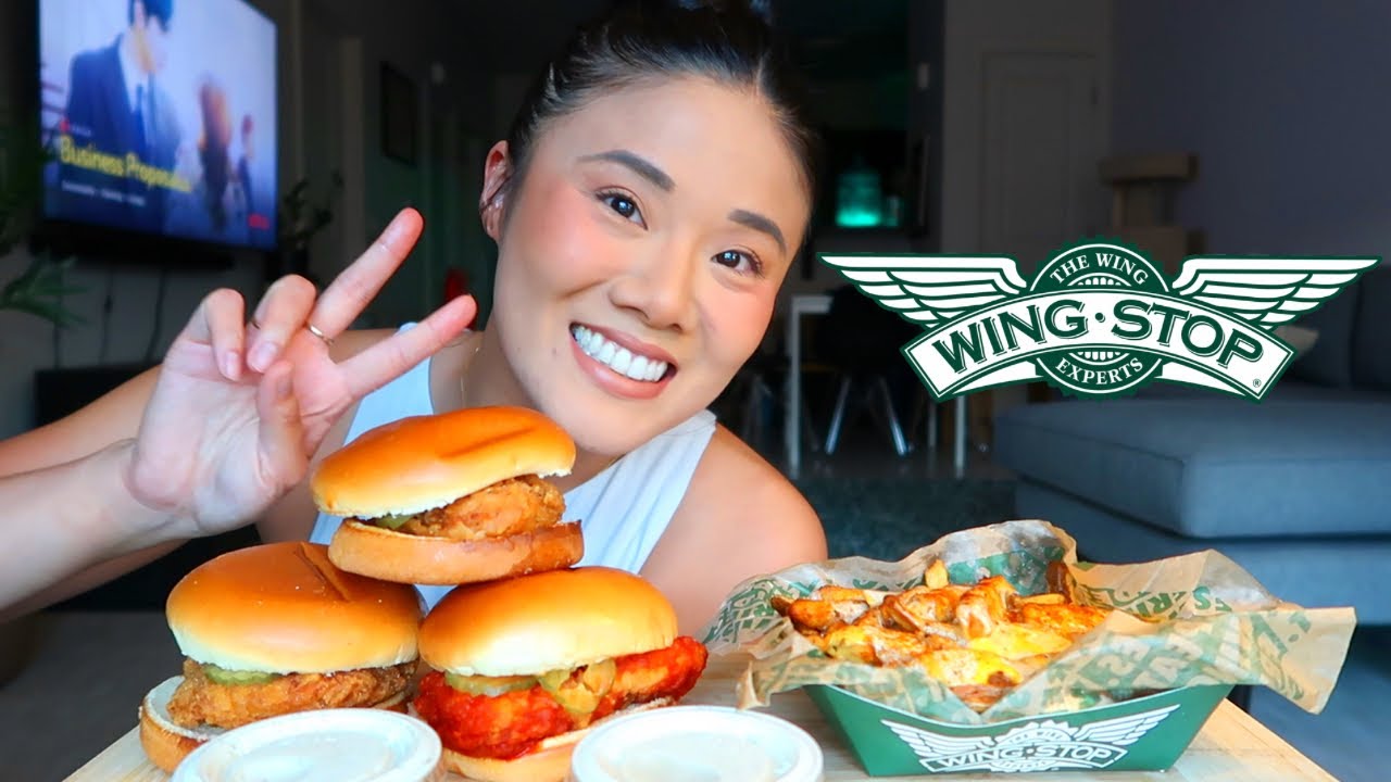 WINGSTOP CHICKEN SANDWICHES MUKBANG 🐔💕 - YouTube