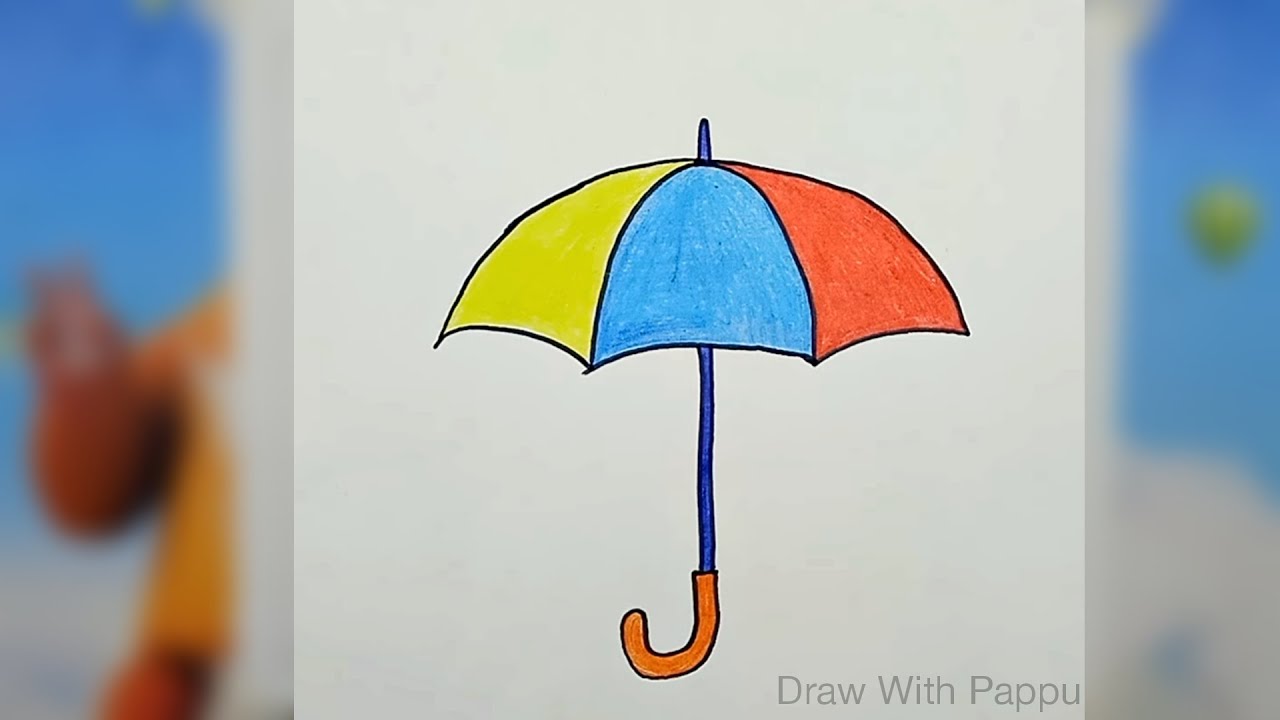 Umbrella Drawing Easy method for Kids or Beginners / Oil Pastel Drawing ...