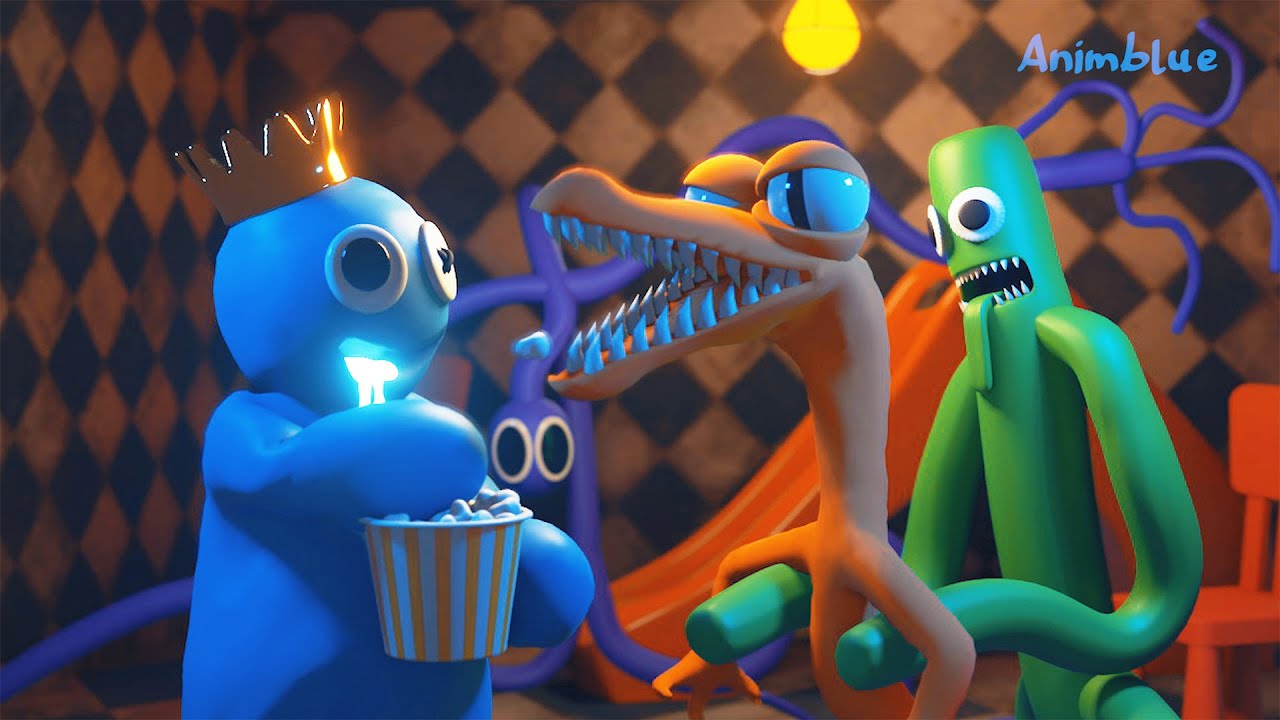 3D Rainbow Friends Animation - Blue feeding Orange - YouTube