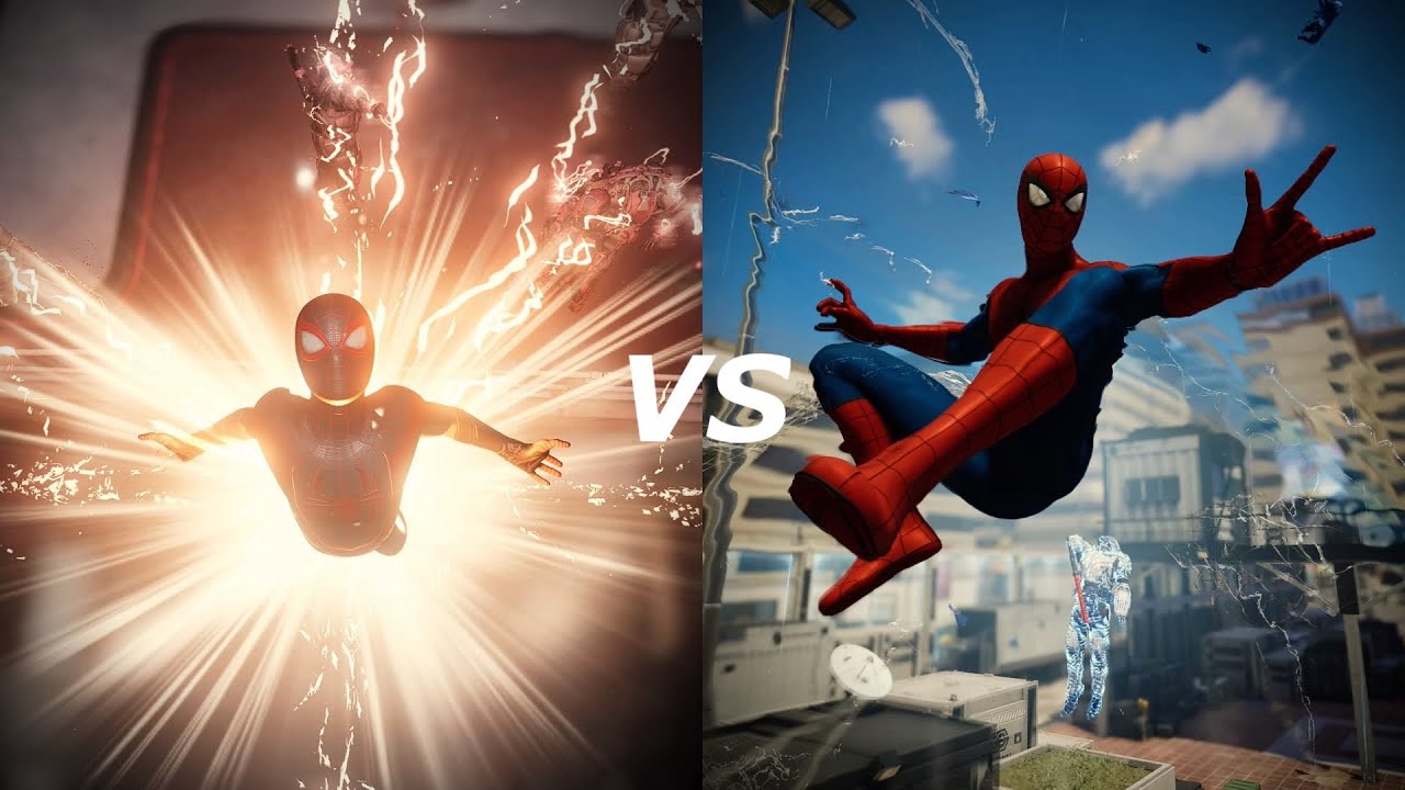 Marvel's Spider-Man | Miles Fighting Roxxon VS. Peter Fighting Sable ...