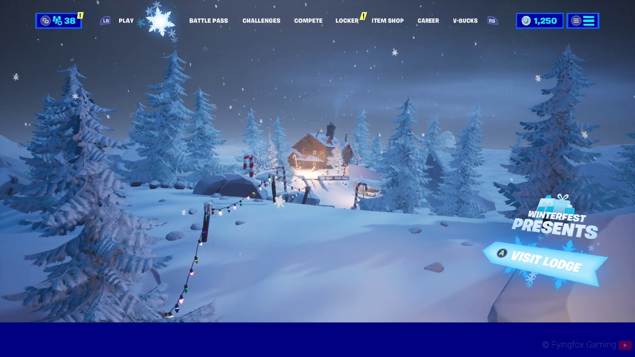 Winterfest Presents snow falling on Fortnite - YouTube