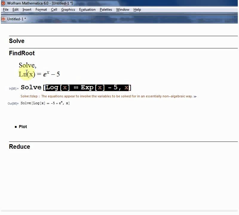 Solve Equations In Mathematica Using Solve FindRoot And Reduce YouTube