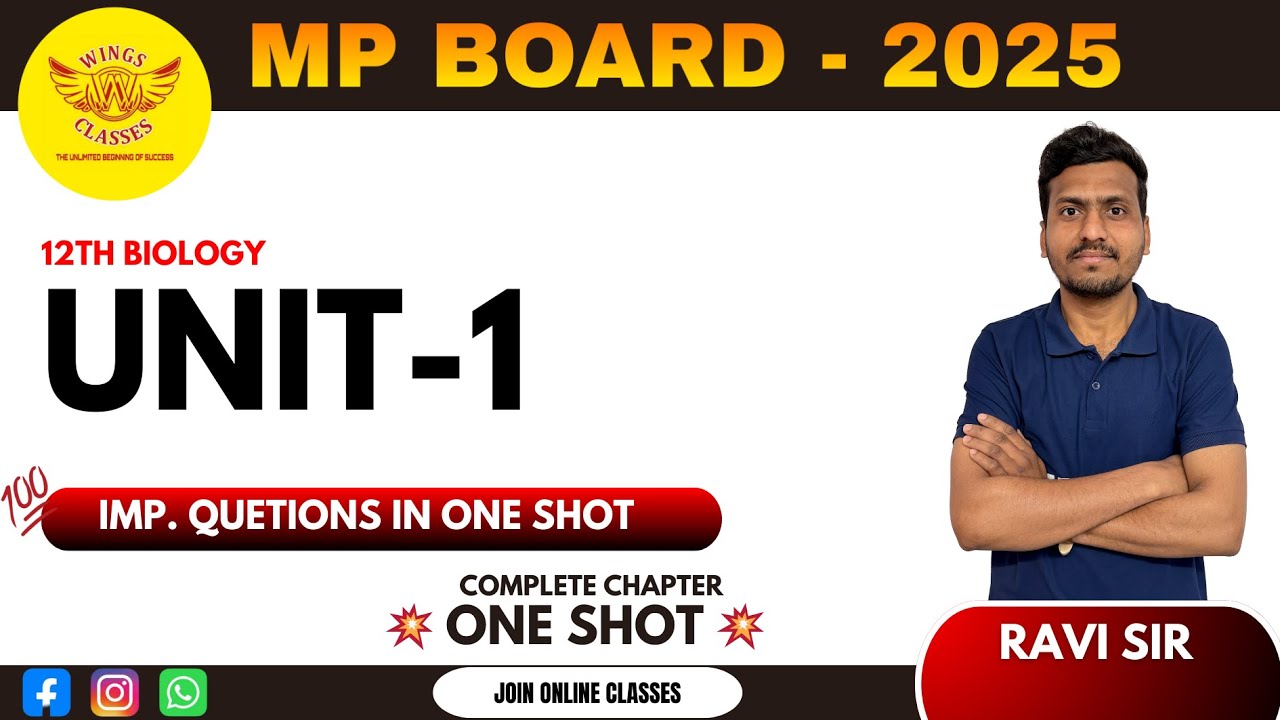 Unit-1 Imp Queastions || Ravi Sir || Key Batch 1.0 || #wingsclasses || imp Que. 12th - YouTube