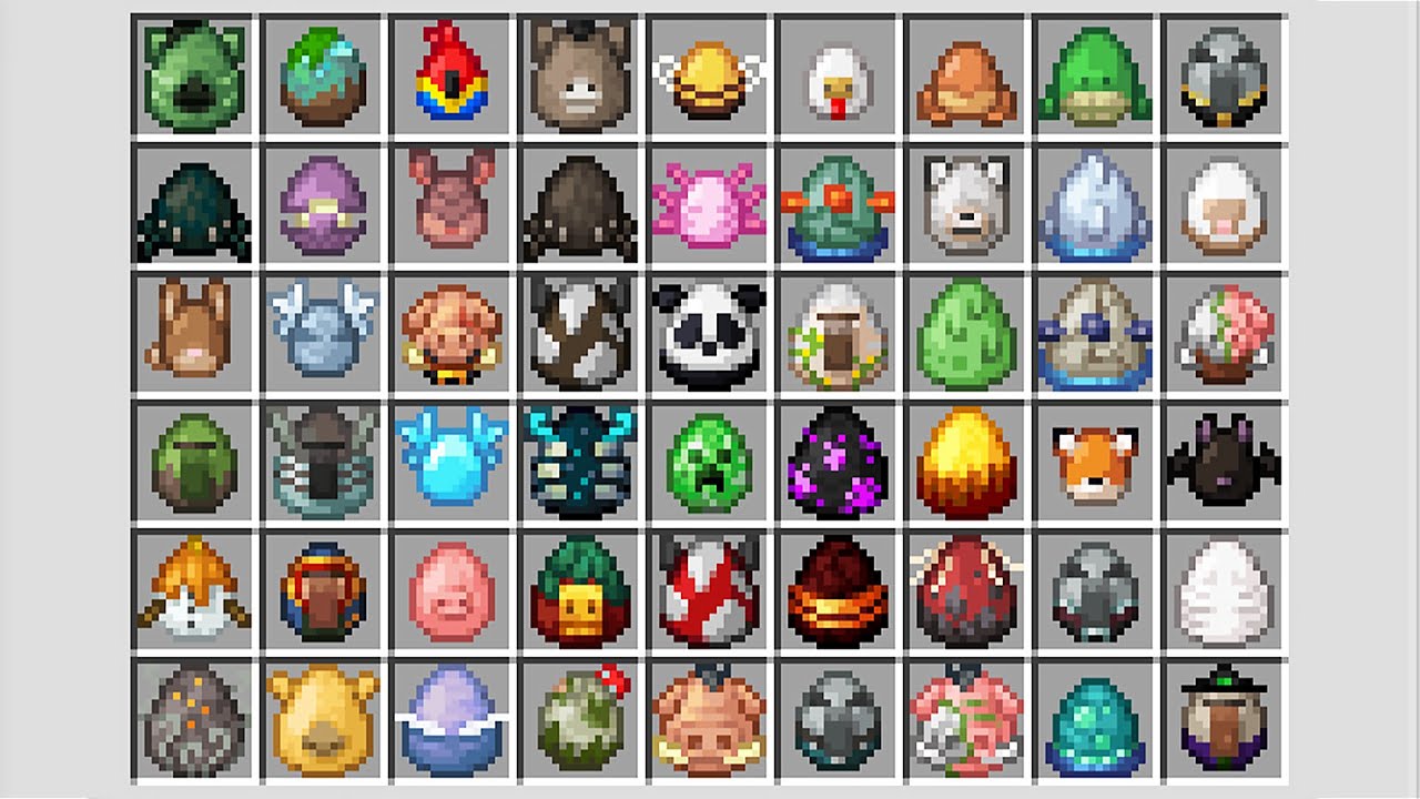 x100 New Spawn Egg Textures combined in Minecraft 25w08a - YouTube