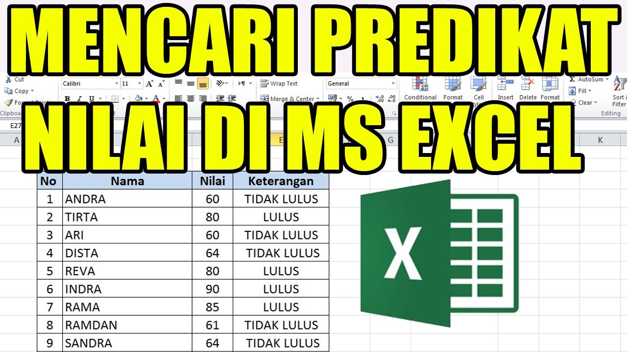 CARA MENCARI PREDIKAT NILAI DI MS EXCEL - YouTube